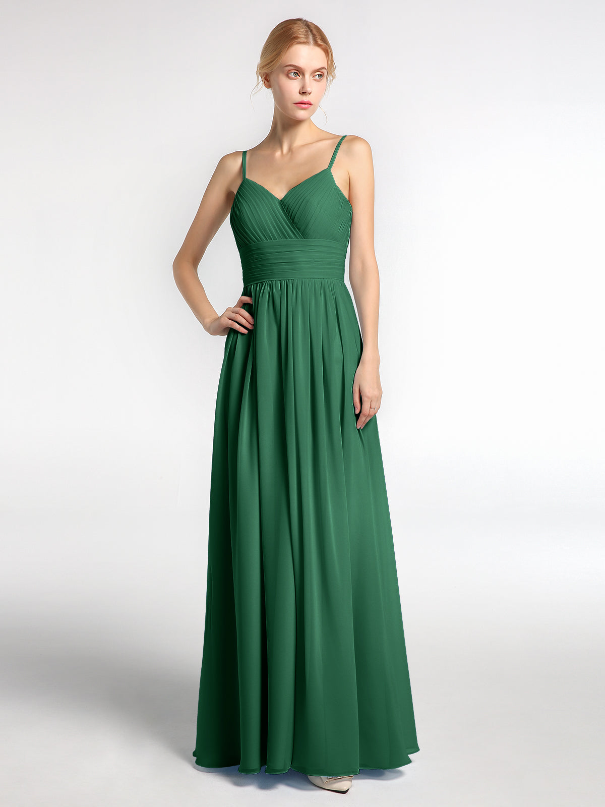Chiffon Spaghetti Strap Maxi Dresses Dark Green| BABARONI – BABARONI UK