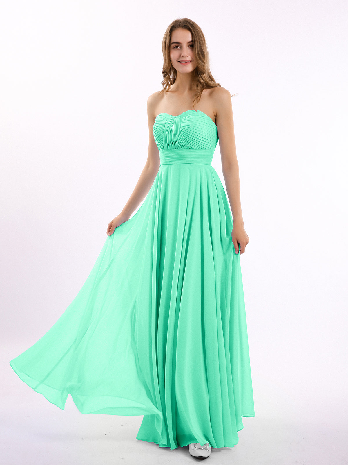 Strapless Chiffon Simple Maxi Dresses Turquoise Plus Size | BABARONI ...