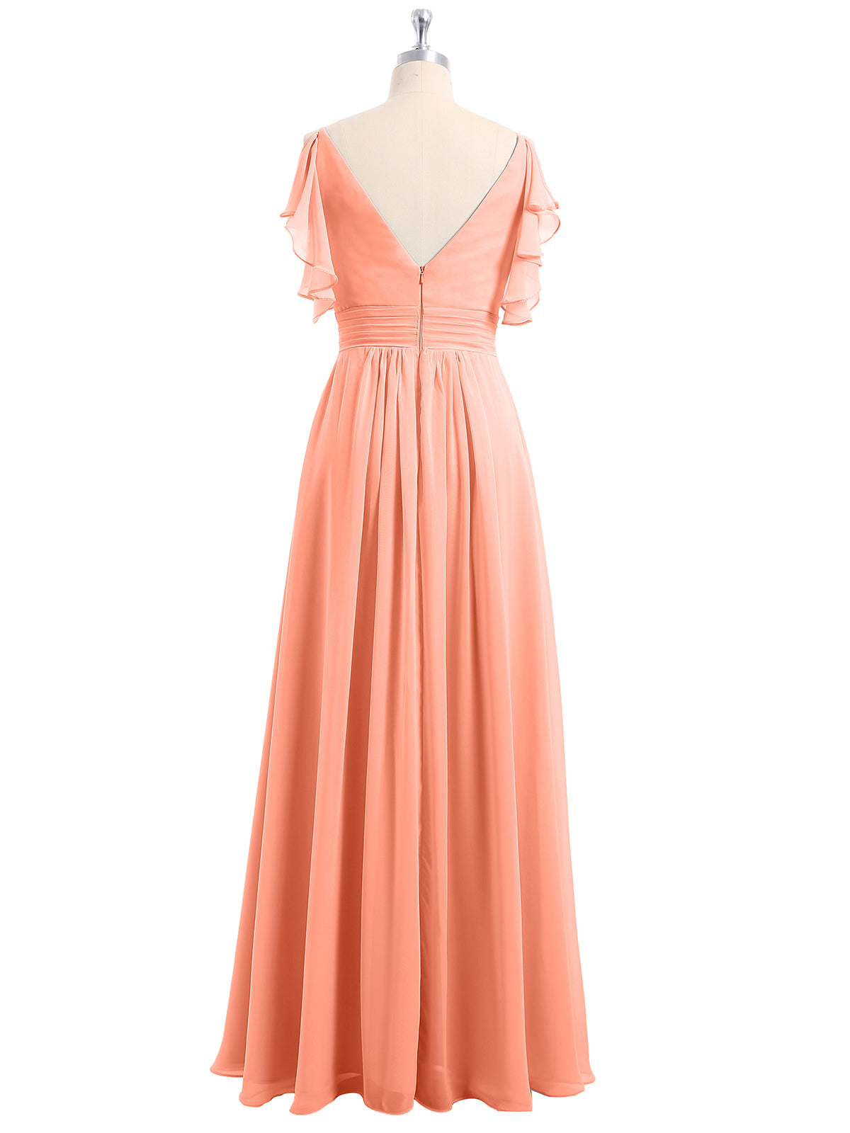 Spaghetti Strap Chiffon Dresses with Shoulder Ruffles Sunset | BABARONI ...