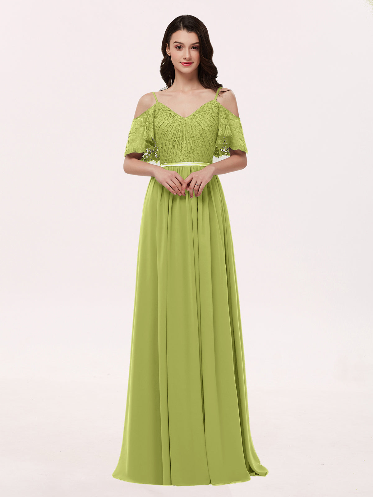 Lace and Chiffon Full Length Dresses Clover | BABARONI – BABARONI UK