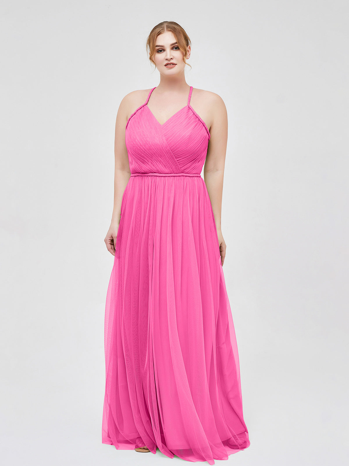 Twist Straps V Neckline Tulle Maxi Dress Azalea Plus Size | BABARONI ...