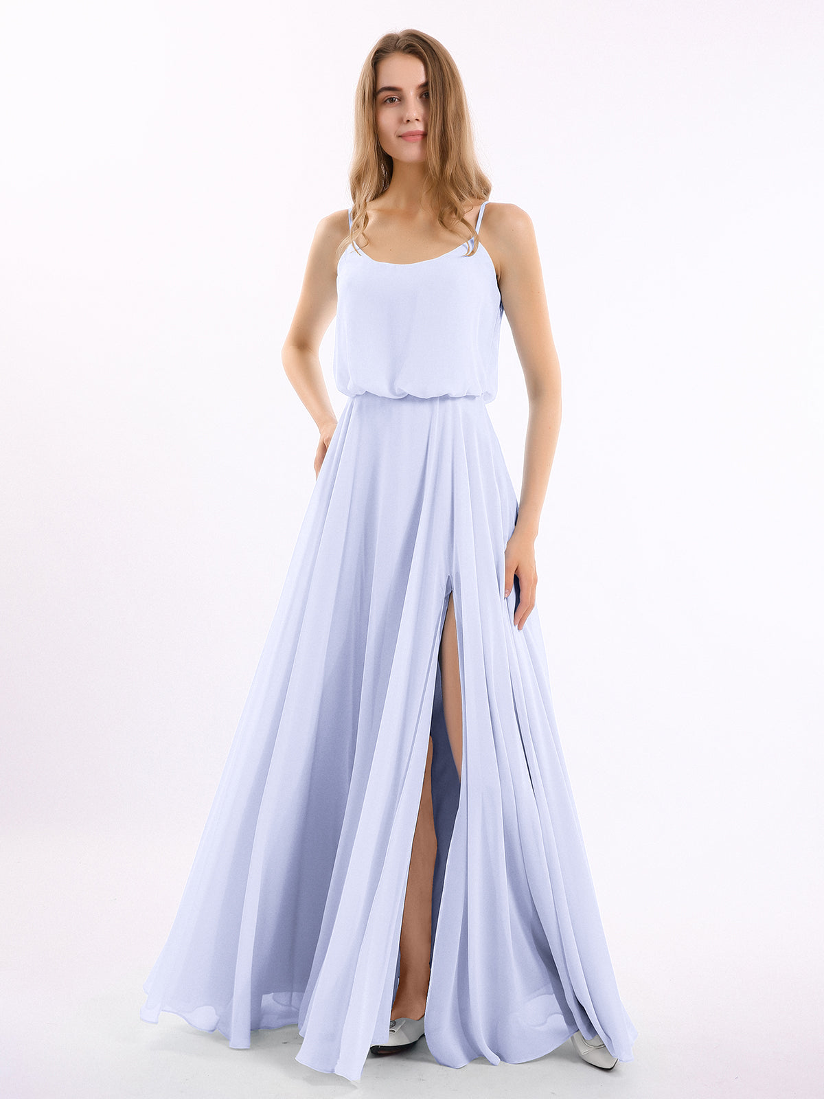BABARONI Chiffon Lavender Bridesmaid Dresses A-line Strapless Spaghetti ...